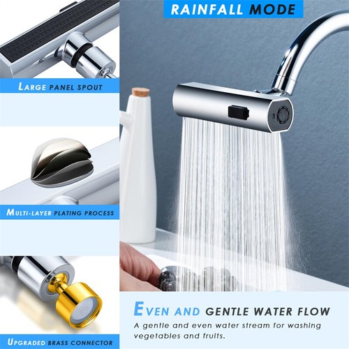 Kitchen Faucet Waterfall Outlet Splash Proof Universal Rotating Bubbler ...