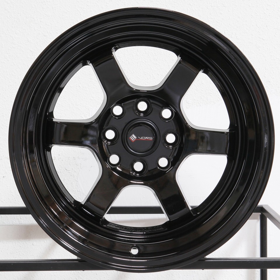 15x8 Black Wheels Vors TR7 4x100/4x114.3 0 (Set of 4) 73.1 781119503209 ...