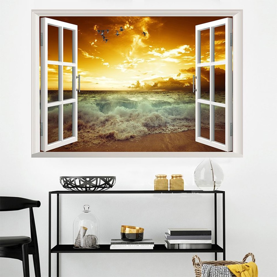 Stick on Wallpaper House Decoration for Living Room Fake Window Poster ...