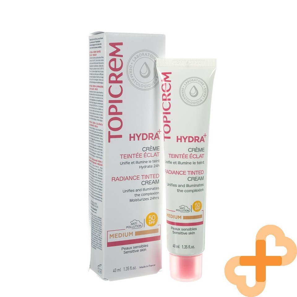 TOPICREM HYDRA+ Face Cream with Color Medium Color SPF 50 40ml Unifying ...
