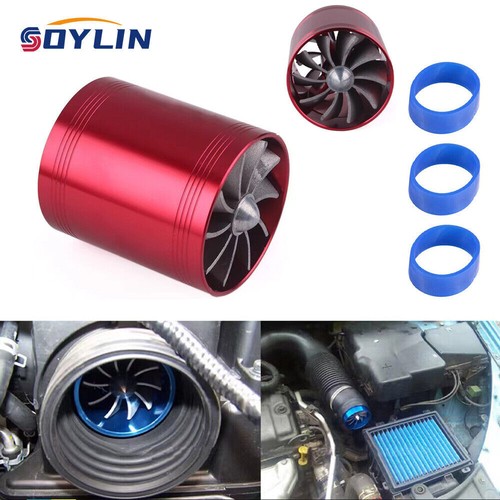 Car Turbo Supercharger Air Intake Double Fan Turbo Gas Fuel Aluminum ...