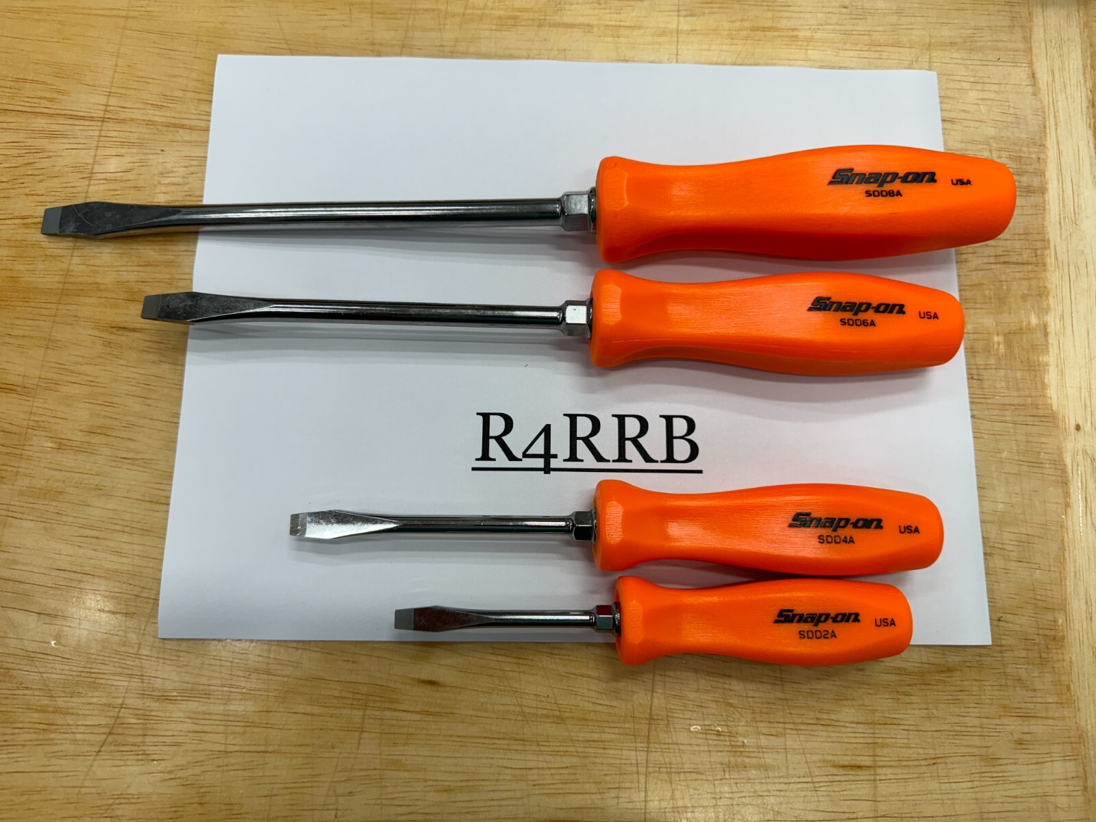 Snap-on Tools USA 4pc Orange Hard Handle All Flat Head Screwdriver SET ...