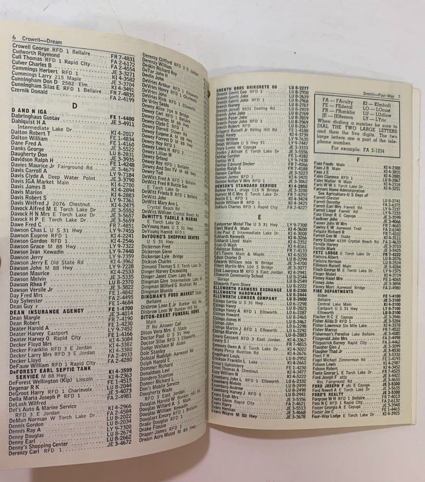 TRAVERSE BAYS TELEPHONE COMPANY, MI October 1965, phone book, yellow ...