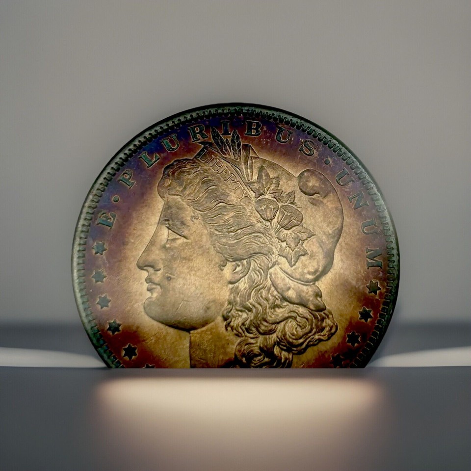 1881-S RAINBOW TONED MORGAN SILVER DOLLAR~PCGS MS65~GEM REVERSE ...