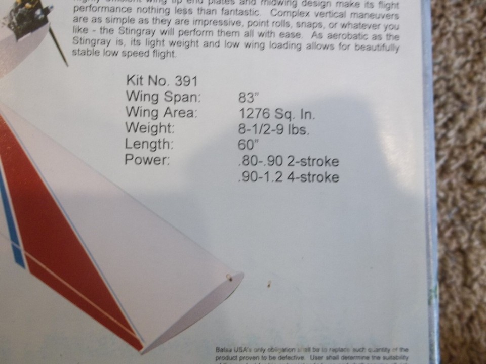 Vintage RC airplane kit. Balsa USA Stingray 120, NIB. Rare Mint. | eBay