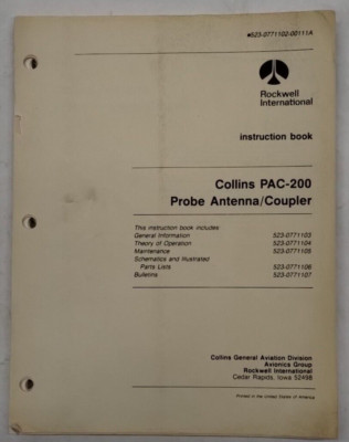 Collins PAC-200 Probe Antenna/Coupler Instruction Book-Original | eBay