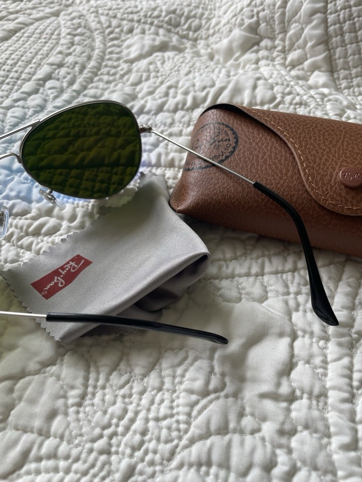 Ray Ban Aviator Silver Frame / Blue Mirror 62mm | eBay