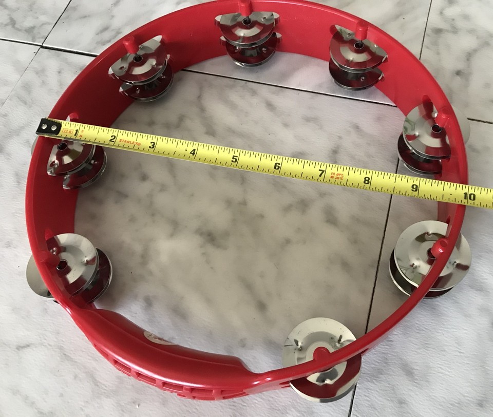 Vintage CP Round Red Tambourine Rain Bo-Jingles Musical Instrument 10W ...