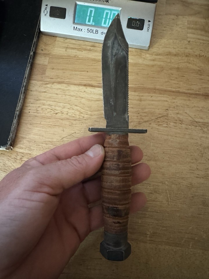 Army Survival Knife Vintage Pilot K-Bar Original Issue Leather Sheath ...