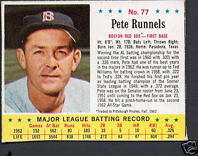 1963 Jello Baseball Card #77 Pete Runnels-Boston Red Sox Vg Card | eBay