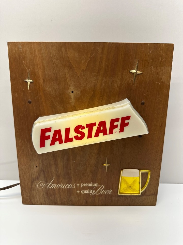 Falstaff Lighted Beer Sign Woodgrain Fluorescent Working - New Starter ...