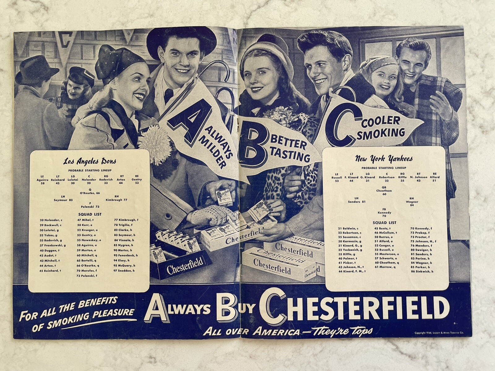 1946 New York Yankees vs Los Angeles Dons AAFC Football Program Spec ...