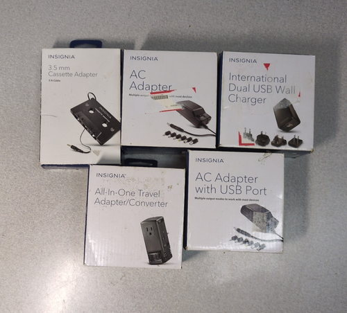 5pc Insignia AC Adapter International Charger 3.5mm Cassette All-in-One ...