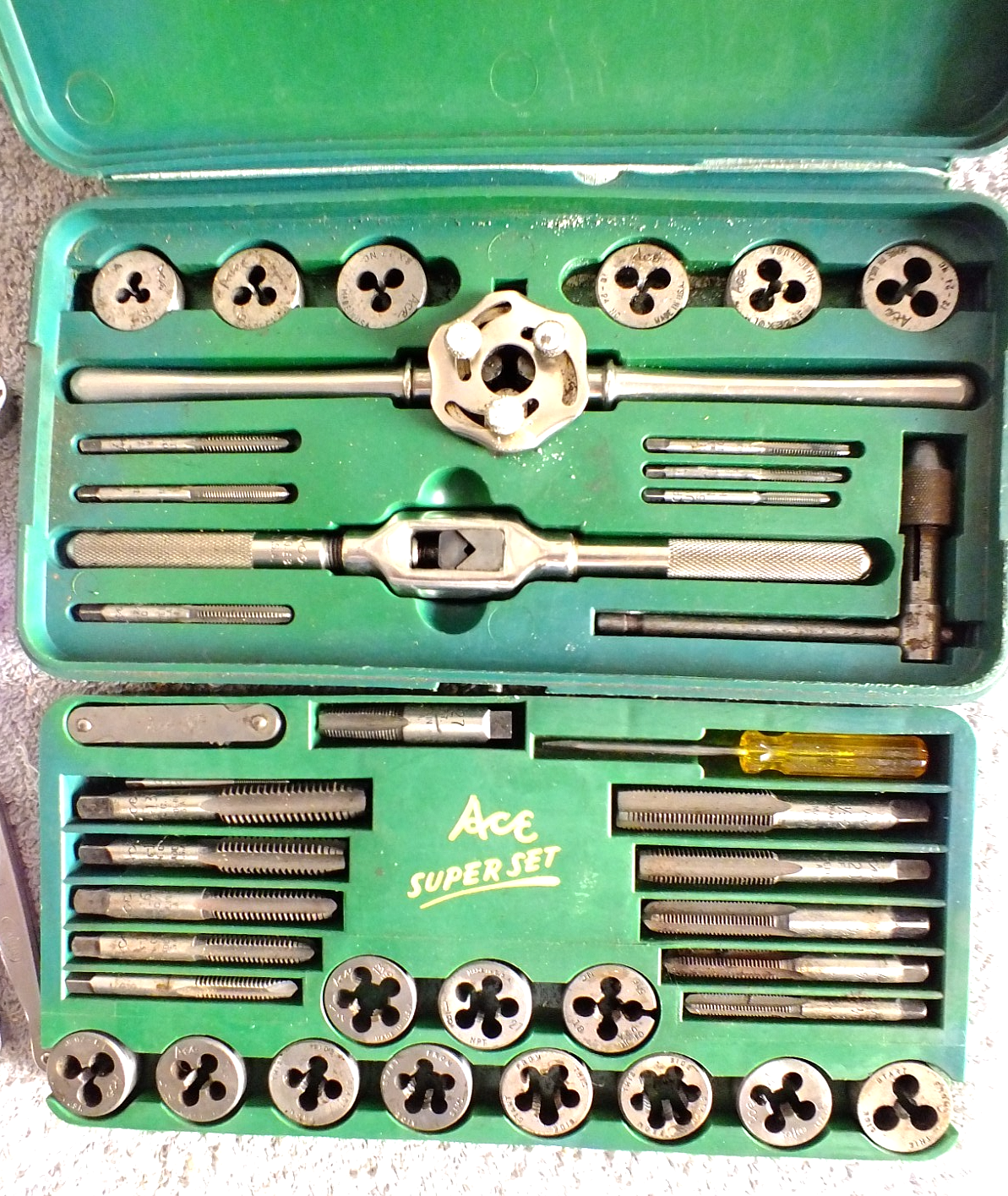 ACE HANSON TAP & DIE SUPER SET # 614 COMPLETE MADE IN USA TAP DRILL ...