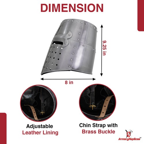 Medieval Great Bucket Helm Knights 20G Steel Templar Crusader Helmet | eBay