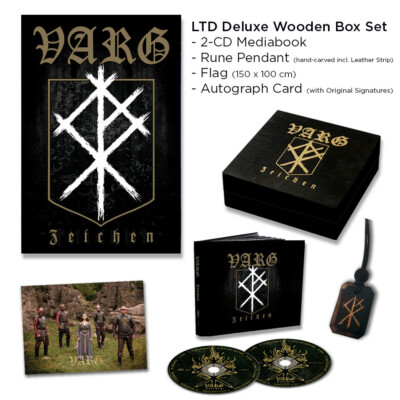 Autographed VARG ZEICHEN - WOODEN BOXset box set w/ rune pendant flag 2 ...