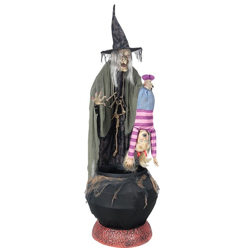 80" Stew Brewing Witch Animated Prop with Light-Up Eyes, Moving Head ...