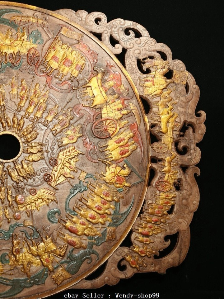 33" Chinese Dynasty Old Jade Gilt Painting Soldiers Terracotta Army ...