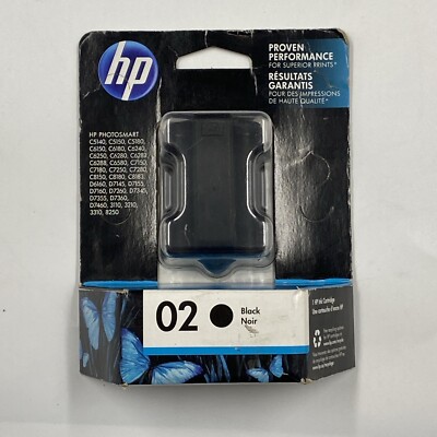 Black Genuine HP 02 Ink Cartridge HP Photosmart C5140 C5150 C6100 EXP ...
