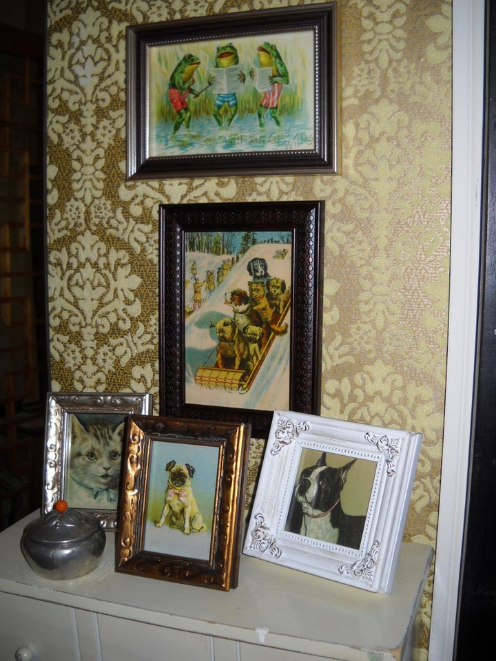 COLLIE DOG PROFILE 4 X 6 brown WOOD frame animal picture Victorian ...