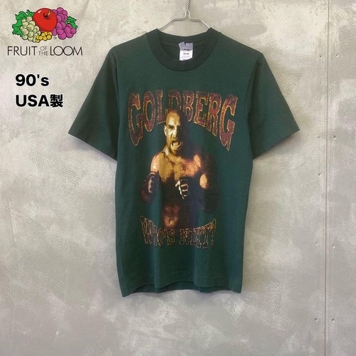 Goldberg T-Shirt WCW Wrestling 90's USA Green Logo S Used | eBay