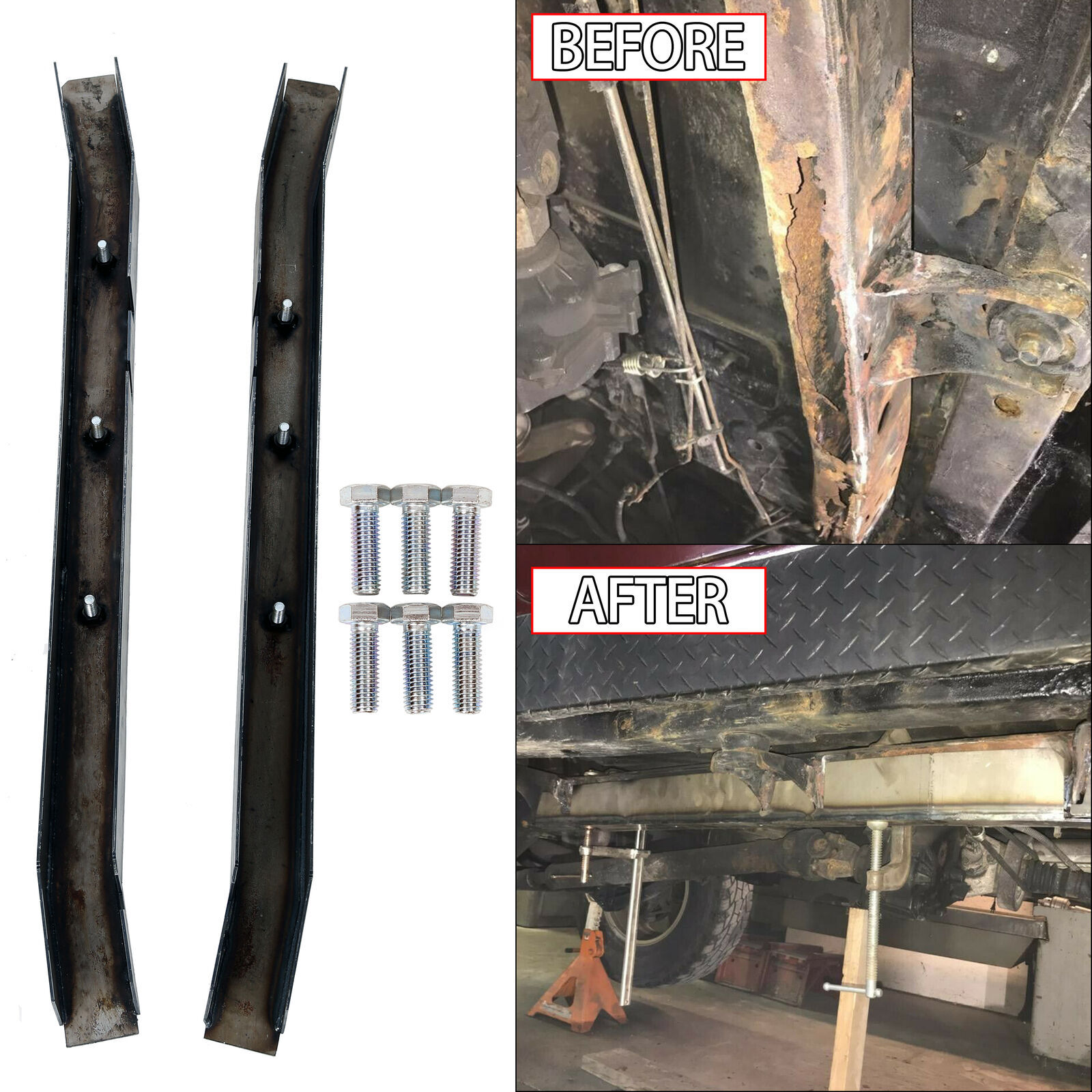 LH&RH Center Skid Plate Frame Rust Repair Kit For Jeep Wrangler TJ 1997 ...