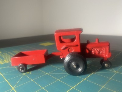 Vintage Red Toy Tractor With Wagon Trailer | eBay