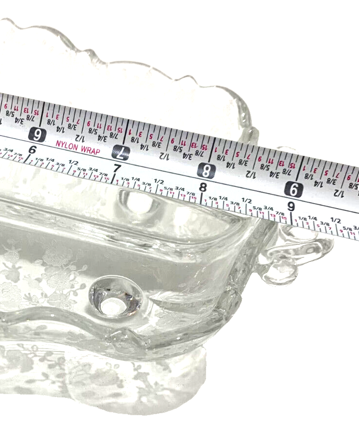 Cambridge Rose Point Roses divided bowl serving dish clear Glass Co. | eBay