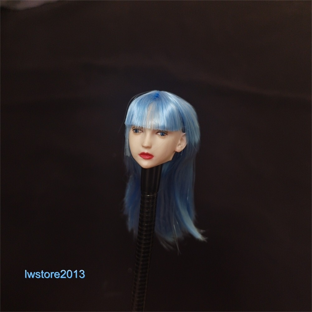 1:6 Blue Hair Girl Head Sculpt For 12" Female PH TBL Action Figure Body ...