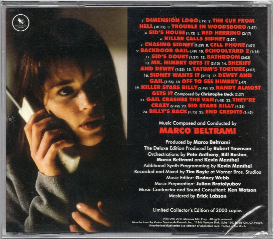 NEW Scream The Deluxe Edition Movie Soundtrack Score Limited Edition CD ...