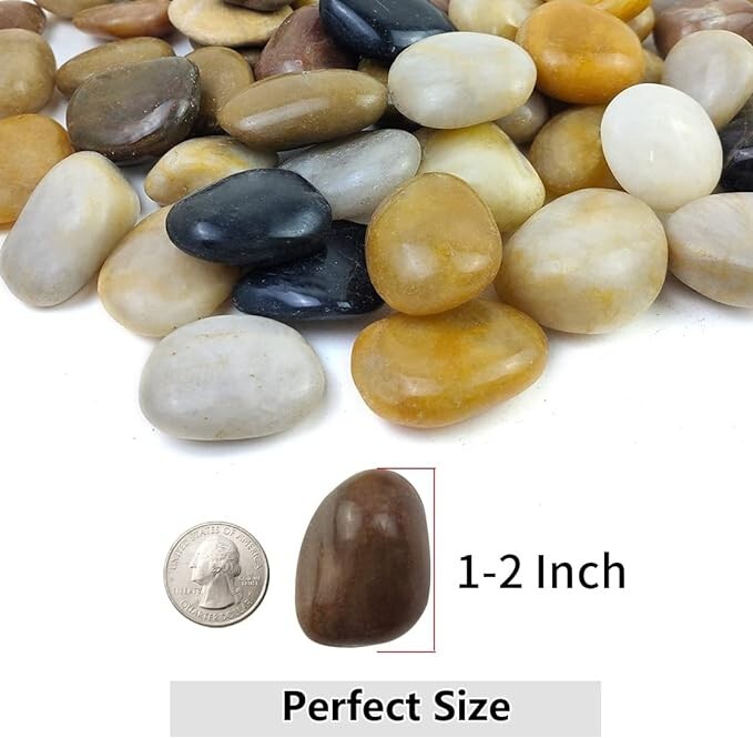 20lbs Bulk Mixed River Rocks Stones Natural Polished Real Stones Large ...