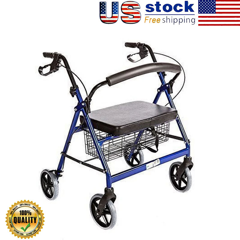 Heavy Duty Rollator Seat And Brakes Drive Aluminum Rollator W/Padded