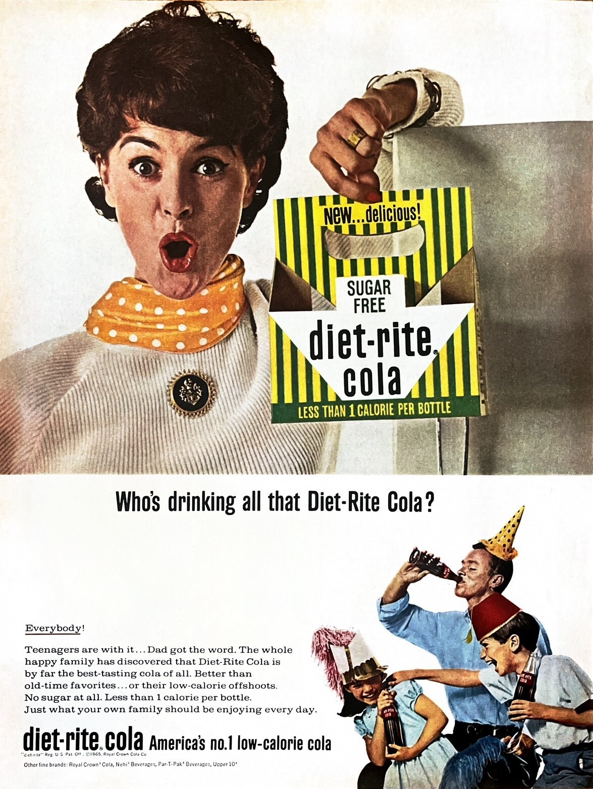 1965 DIET-RITE COLA Genuine Vintage Print Ad Soft Drink Diet-Rite Soda ...