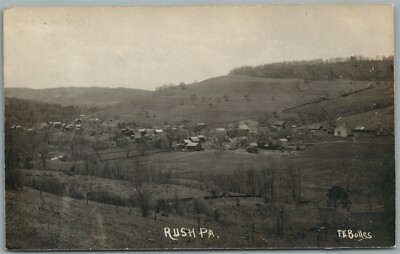 RUSH PA BIRDS EYE VIEW ANTIQUE REAL PHOTO POSTCARD RPPC | eBay
