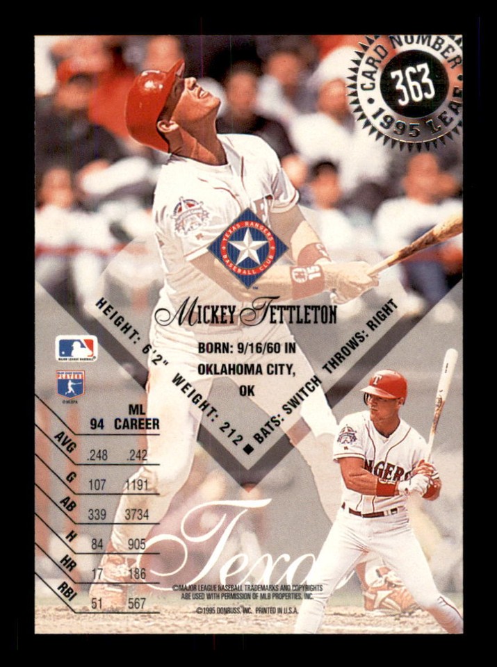 1995 BASEBALL 1995 Leaf Mickey Tettleton Texas Rangers #363 1 | eBay