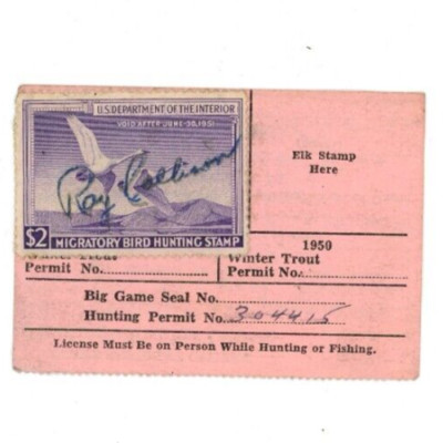 1950 Washington State Hunting Fishing License 128205 Bird Hunting Stamp ...