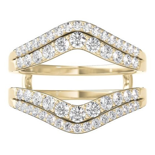 18K Yellow Gold Plated Enhancer Solitaire Real Moissanite Insert Wrap ...