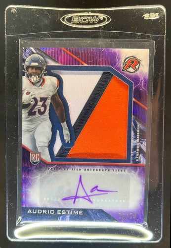 2024 Topps Resurgence Audric Estime Rookie Patch Auto RC Purple Surge ...