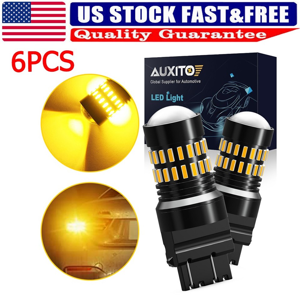 6PCS Amber 3157 3156 LED Turn Signal Light Parking Light Indicator ...