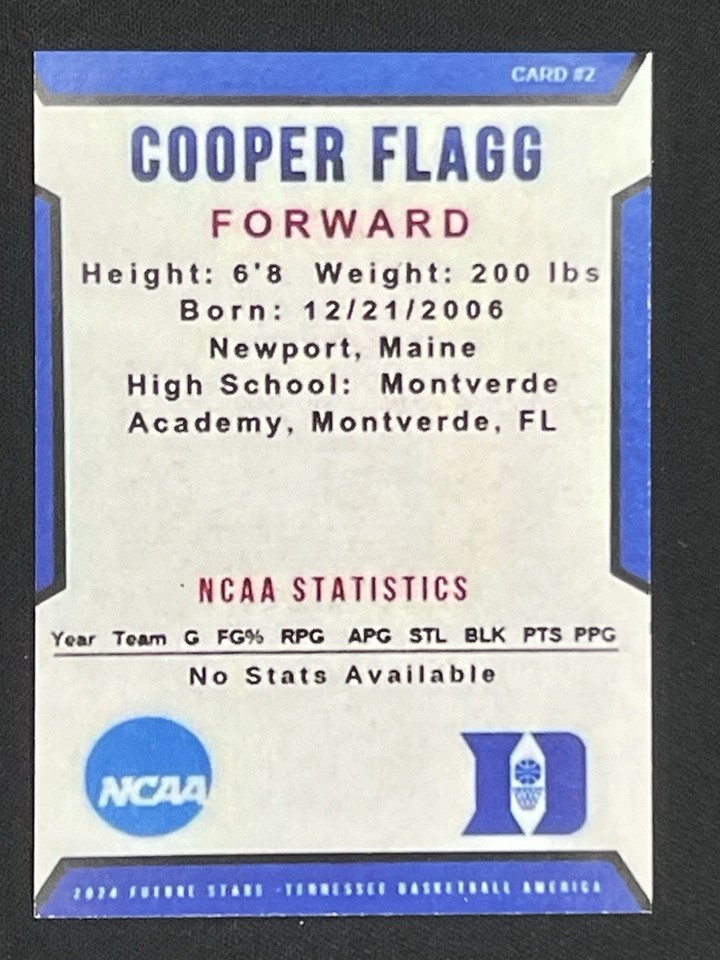 Cooper Flagg Card 2024(RC) Duke Blue Devils | eBay