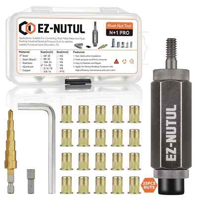 Rivet Nut Installation Tool Set Flat Head Rivnut Threaded Insert Nut ...