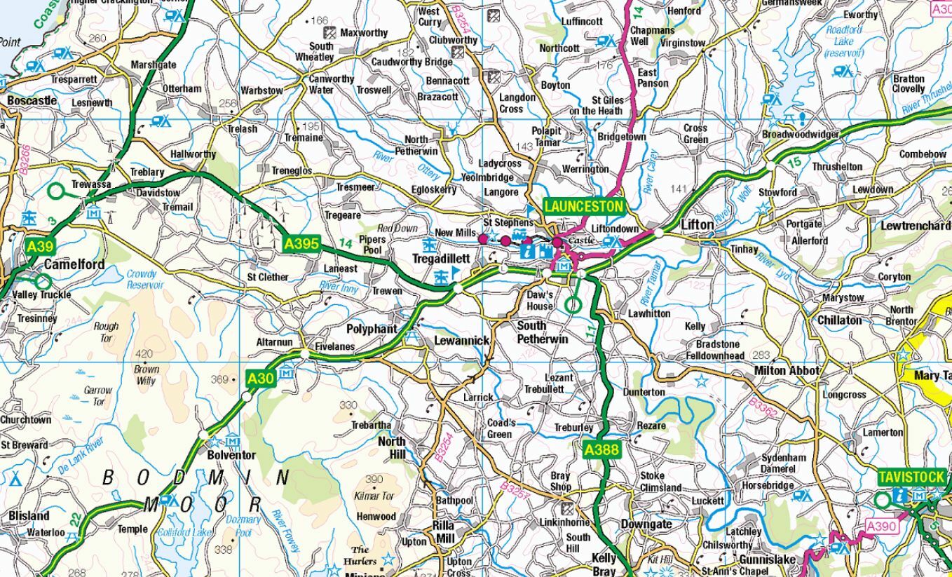 Ordnance Survey WALL Map of South West England. Road Map SW England ...