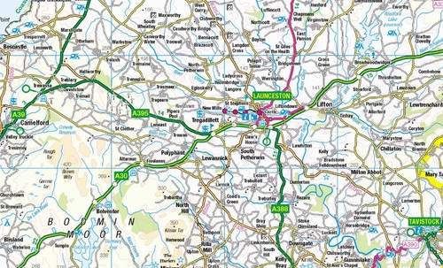 Ordnance Survey WALL Map of South West England. Road Map SW England ...