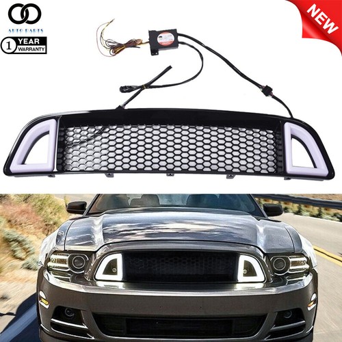 For 2013-2014 Ford Mustang Front Upper Grill Mesh Grille W/ DRL LED ...