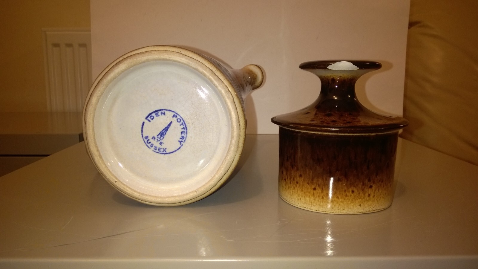 Coffee Pot Vintage Iden Pottery Rye Sussex Tall Brown Glazing over ...