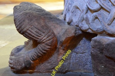 Photo A3 Castle Frome: St. Michael's Church: The Norman font carved ...