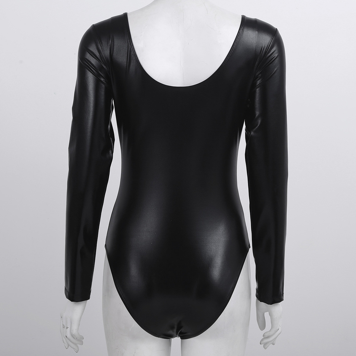 Damen Wetlook Trikot Gymnastikanzug Body Ballettanzug Turnanzug langarm ...