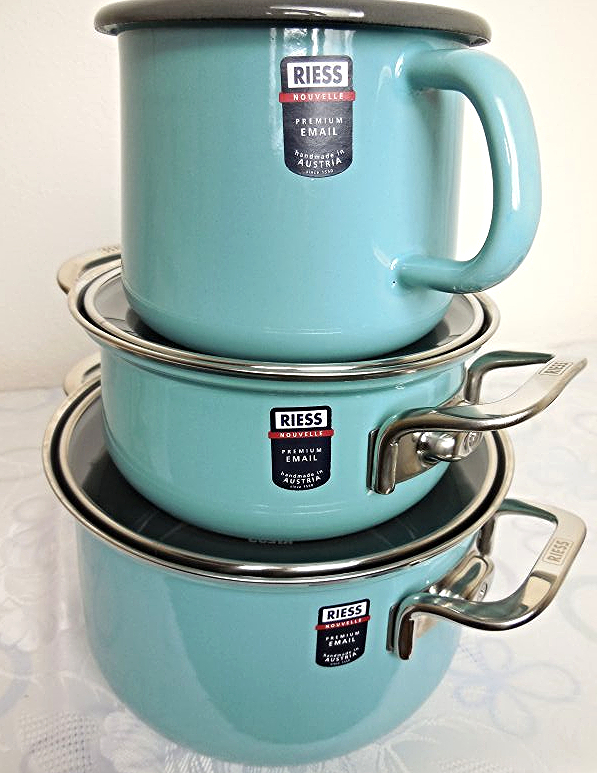 RIESS Premium Emaille Topfset Töpfe 3 teiliges Starter- Set Kochtopf ...