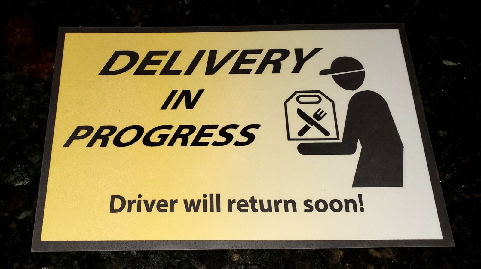 Food "Delivery In Progress" Sign -- 5 Colors UberEats DoorDash, FREE US ...