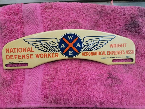 WWII Wright Areonautical Employee National Defence worker Licence Plate ...